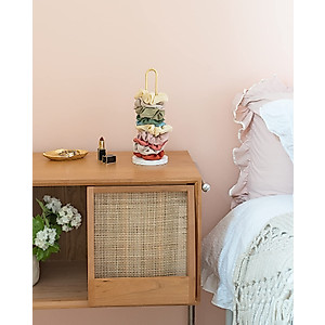 Mkono Scrunchies Holder Stand Hair Accessories Organizer Gold White Metal Scrunchies Tower Hold 25 - 35 Scrunchies Modern Vertical Hair Tie Organizer Jewelry Scrunchy Holder for Girls, White