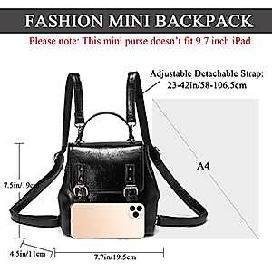 VASCHY Mini Backpack Purse, 2 Ways to Carry Cute Small Backpack for Women and Girls with Detachable Straps Black