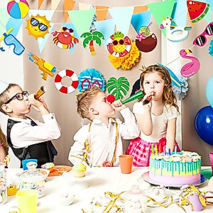 Summer Pool Hanging Banner Party Decorations Supplies Beach Luau Hawaii Holiday Cool Summer Garden Hanging Banner Cutouts for Boys and Girls Summer Theme Birthday Party Supplies Wall Backdrop Decor