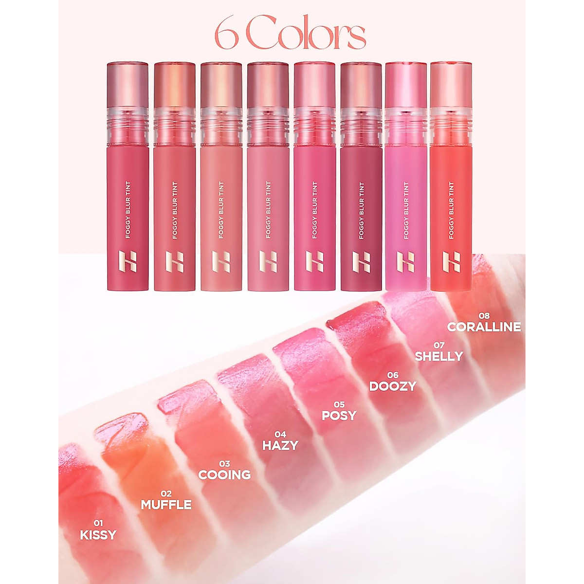 HOLIKA HOLIKA Foggy Blur Tint - Lightweight Airy Lip Makeup with Sheer Soft Color, Buildable Formula, Moisture & Silky Blur Fit, Pink Fruit Complex & Hyaluronic Acid, 0.14 fl.oz. (06 DOOZY)
