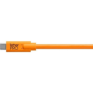 Tether Tools TetherPro USB-C to 2.0 Micro-B 5-Pin Cable | for Fast Transfer and Connection Between Camera and Computer | High Visibility Orange | 15 Feet (4.6 m)