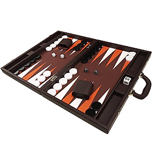 19-inch Premium Backgammon Set - Dark Brown Board