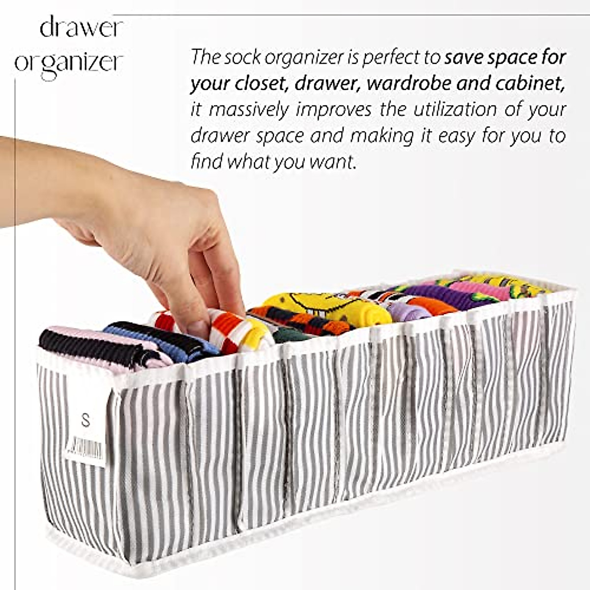 EDNA HOME Underwear Drawer Organizer, Closet Storage and Organizer with Foldable Compartments for Clothing, Tshirt, Towels, Underwear, Small Size
