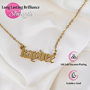 Sorority Shop Kappa Delta Necklace — KD Old English Font Design, 18K Gold Plated, Kappa Delta Gifts for Women