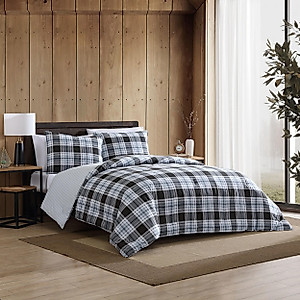 Eddie Bauer - King Duvet Cover Set, Cotton Reversible Bedding with Matching Shams, Styligh Home Decor (Lewis Navy, King)