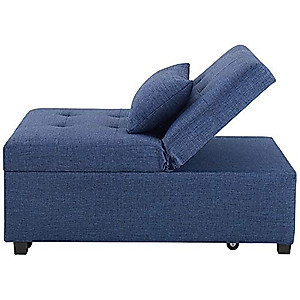 Pemberly Row Transitional Upholstered Convertible Sofa Bed in Blue