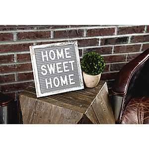 Letter Board 10x10 Rustic Gray | +690 PRE-Cut Letters +Stand +Upgraded Wooden Sorting Tray | Farmhouse Felt Letterboard with Cursive Words, Letter Boards, Word Board, Message Board, Changeable Sign
