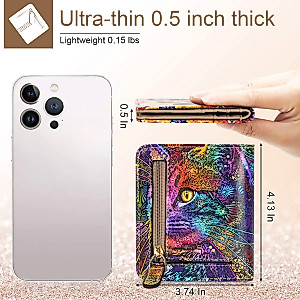 APHISON Womens Wallet, Slim Small Wallet for Women RFID Wallet Women Cartoon Microfiber Leather with ID Credit Card Holder Zipper Coin Pocket Bifold Compact Wallet Cat