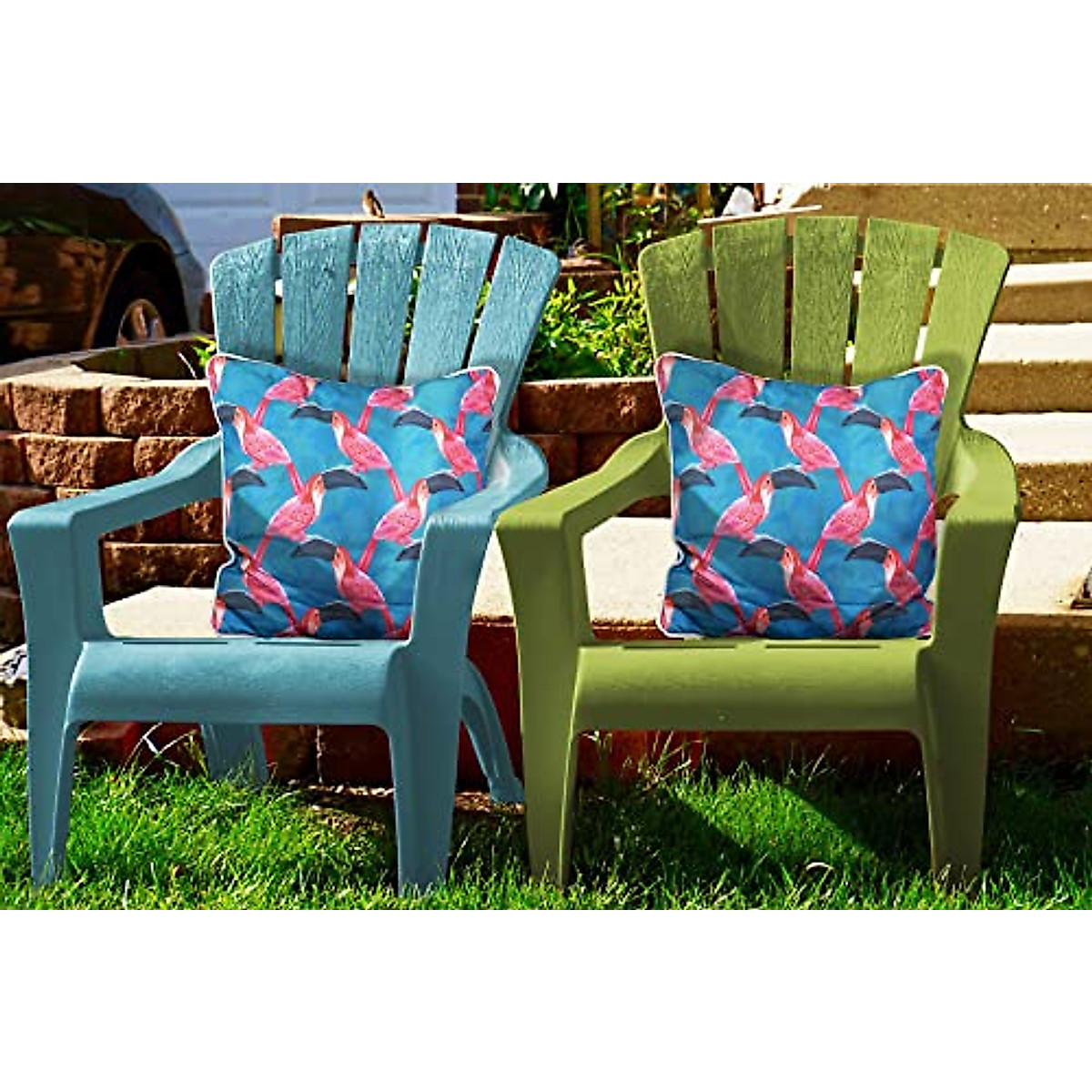 Sun-Ray 214008 2pk Pink Toucan Spunpoly Cushion with Flame Retardant Filling