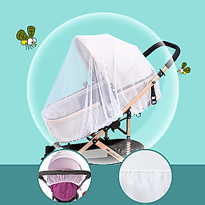 HUAILEI Baby Mosquito Net - Durable Stroller Cover,Honeycomb Grid Stroller Netting Mosquito for Baby Bug Net for Strollers,Bassinets, Child Safety Seat and Portable Mini Crib （2PCS,White and Brown