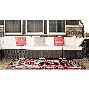 Tapechi Machine Washable Rug – Geometric Area Rug – Pet-Friendly Shed/Stain-Resistant Non-Slip Rug – Boho Retro Traditional Colored Carpet Rugs The Whole Home (5' x 7', Vintage)