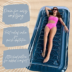 Inflatable Adult Tanning Pool I Suntan Tub – Outdoor Lounge Kiddie Blow Up Blowup One Person Personal and Float for Relaxation Sunbathing l Reybed (Blue)