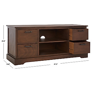 SAFAVIEH Home Collection Filbert Brown 4-Drawer Entertainment Media Stand up to 55" Flatscreen TV (Fully Assembled)