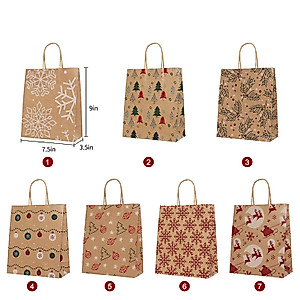 MOMONI 28 Piece Medium Premium Christmas Gift Bags- Classic Variety Kraft Gift Bags Bulk Christmas Bags- Good for Xmas Party Favors, Goody Gift Bags, Holiday Treat Box and Presents