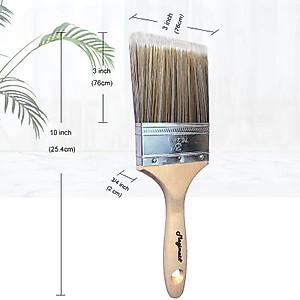 Magimate Flat Paint Brush Soft Bristle 3 inch Wide Wooden Stain Brush for Walls, Furniture, Chalk and Fence, Utility Household Paint Brush