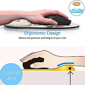 Capriceblue Ergonomic Mouse Pad with Wrist Support Matching a Cute Coaster, Wrist Rest Mouse Pads for Home Office Computer, Laptop, Mac, Comfortable for Easy Typing Pain Relief