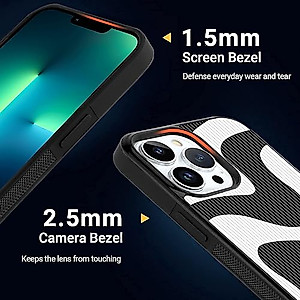 Wlxee Compatible iPhone 13 Pro Max 6.7”Wave Pattern Mobile Case，Shockproof and Slim TPU Material Non Slip Mobile Case Cute Zebra Pattern is Specially Designed for Ladies Girls-Black White