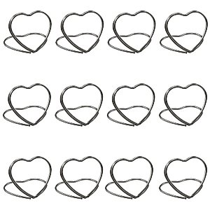 Haidong Heart Place Card Holder mini place card holders Wedding Table Number Holders name card holders for tables Suitable for weddings, birthday parties, etc. (silver) -12PCS