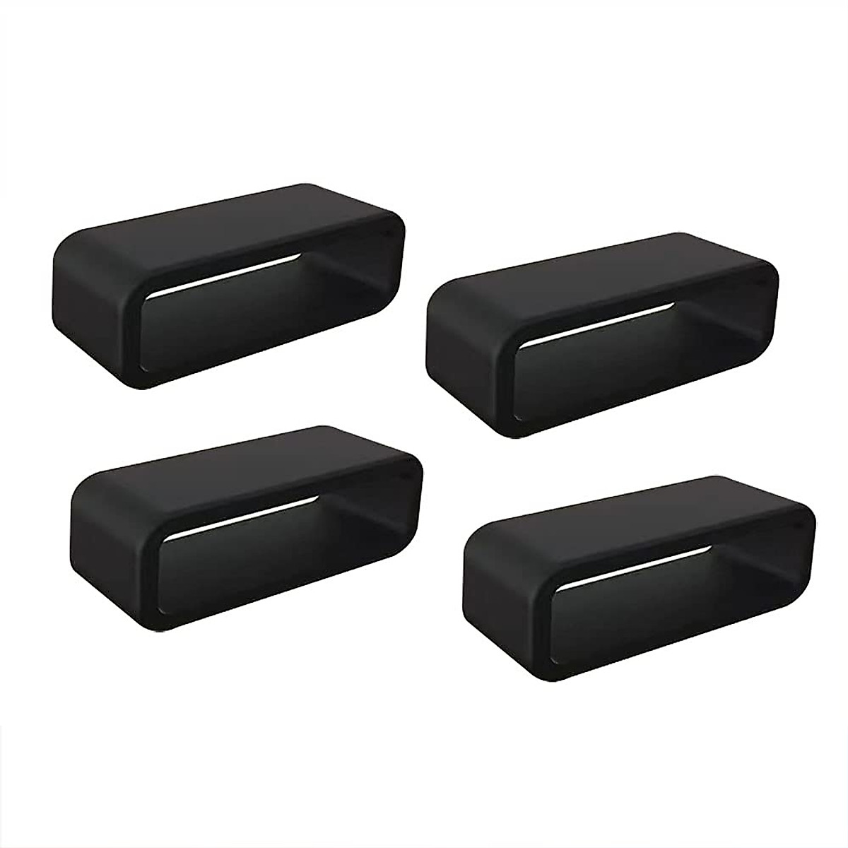 Aliotech 4pcs Rubber Leather Watch Band Strap Loops Black Silicone Replacement Resin Watch Bands Keeper Holder Retainer (Size: 20mm)