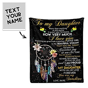CUXWEOT Custom Blanket with Name Text Personalized to My Daughter Soft Fleece Throw Blanket for Gifts (50 X 60 inches)
