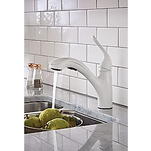 Moen 87557W Brecklyn Single-Handle Pull-Out Sprayer Kitchen Faucet with Power Clean, 59" Hose Length, Glacier