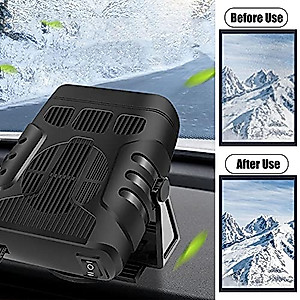 Car Heater Defroster, 2 in 1 Auto Car Windshield Heater Cooling Fan Plug into Cigarette Lighter 12V 120W Auto Defogger 360° Rotatable Fast Defrost
