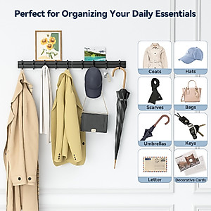 CLESOO Coat and Hat Hook Wall Mounted - Rail Coat Rack with 9 Double Hooks-Adjustable Sturdy Metal Coat Hook - Rustproof Large Capacity Coat and Hat Rack for Coat, Hat, Scarf, Bag, Towel, Key