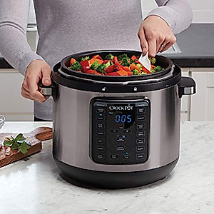 Crock-Pot 8-Quart Multi-Use XL Express Crock Programmable Slow Cooker and Pressure Cooker with Manual Pressure, Boil & Simmer, Black Stainless