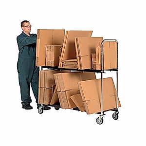 Vestil CTC-1856-B Steel Carton Cart, 2 Tiers, Black, 400-lb. Load Capacity, 59-1/8" x 19-13/16" x 56-1/2"