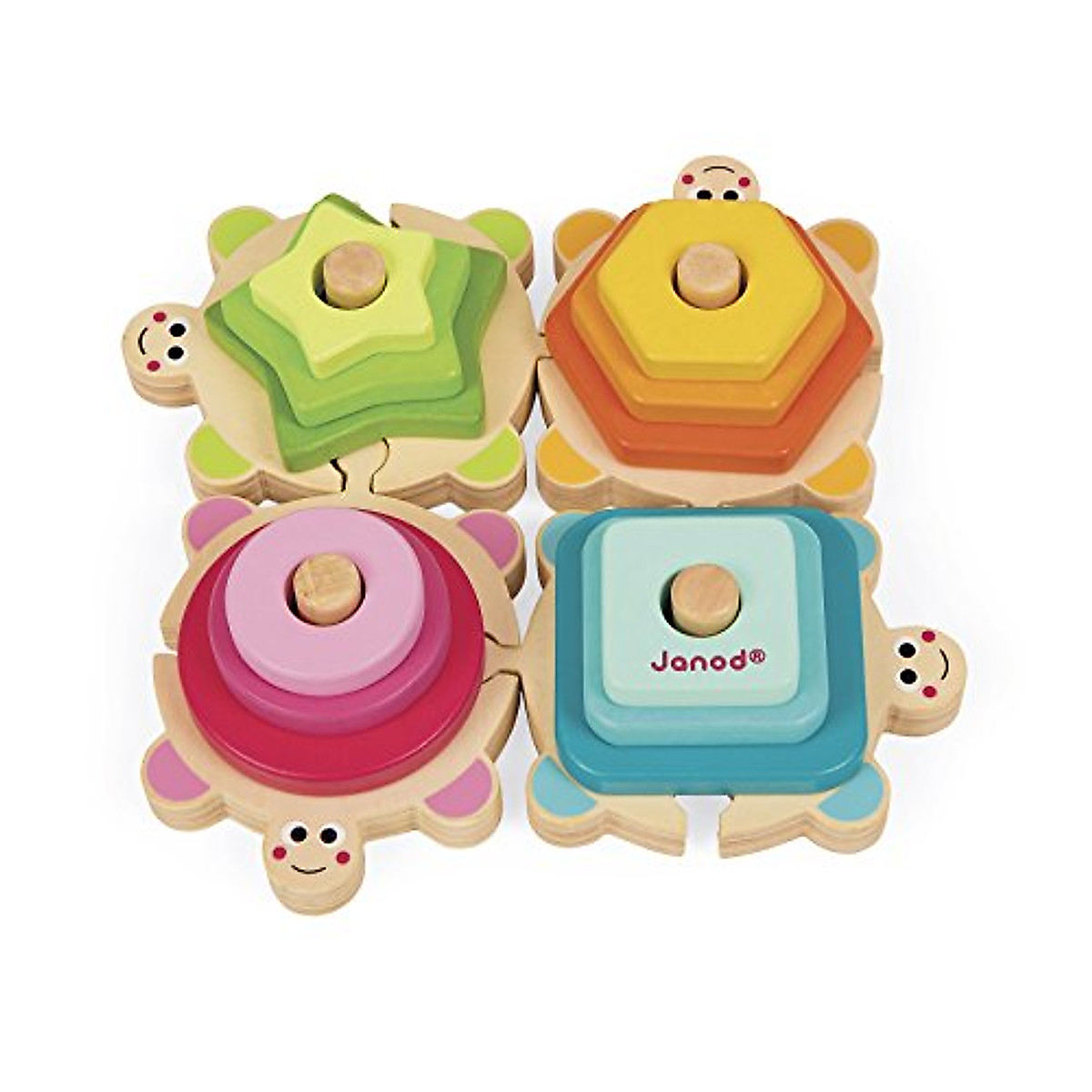 Janod I Wood Stackable Turtles - 12 Pieces - Ages 18 Months + - J05337