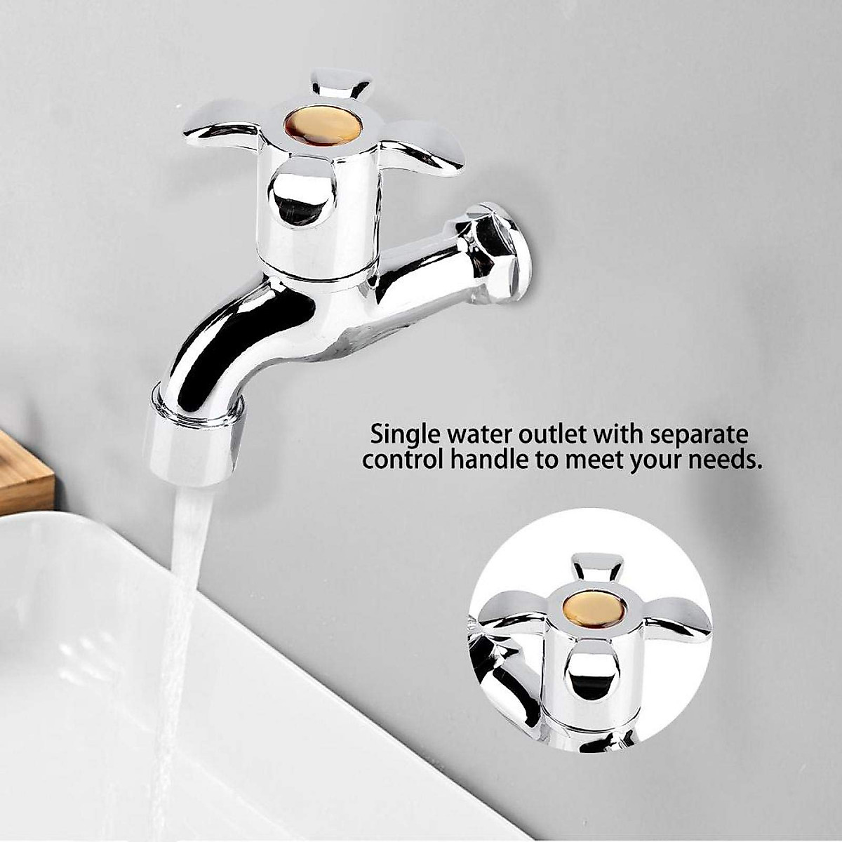 Washbasin Faucet Sink Faucet, Faucet with Single-Outlet and Handle,Suitable for Washing Machine Faucet, Kitchen Sink, Bathroom, Bathtub, Garden