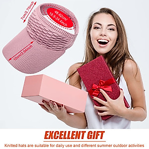 6 Pieces Women Sun Visor Hat for Women Knitted Hats Elastic Sports Hat Empty Top Quick Drying Wide Brim Golf Hat (Black, White, Gray, Light Coffee, Beige, Pink)