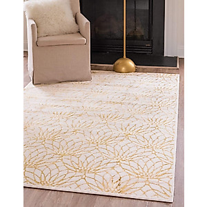 Unique Loom Marilyn Monroe Glam Collection Area Rug - Dahlia (2'x 3' 1' Rectangle, White Gold/ Gold)