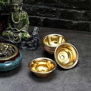 Alipis Yoga Accessories Tibetan Bowl Tibetan Bowl 21 Pcs Copper Offering buddhist offering cup Water Offering Bowl Offering Cup Bowl Set Buddhist Tibetan Bowl Altar Bowl Yellow Decor