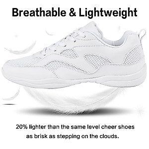 Smapavic Cheer Shoes for Women White Cheerleading Dance Shoes Training Athletic Comfortable Sneakers Size 8
