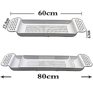 Bath Bridge Caddy Bathtub Trays Rack Dish Drainer Rustproof Phone Toy Pad Book Wine Candle Holder Tablet Bathroom Accessories Storage Drying Compact Extending Side