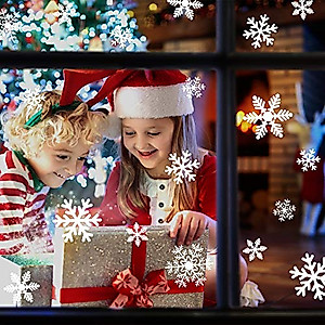 LUDILO 135Pcs Christmas Window Clings Snowflakes Window Decals Static Window Stickers for Christmas Decorations Window Décor Ornaments Xmas Party Supplies Thanksgiving Party Décor (5-Sheet)