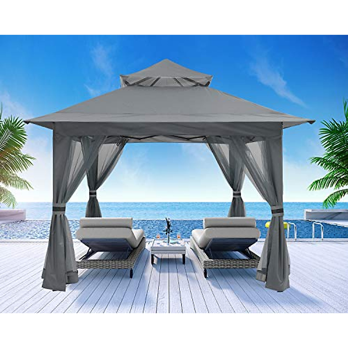 ABCCANOPY Pop Up Gazebo 13x13 - Outdoor Canopy Tent with Mosquito Netting for Patio Garden Backyard(Gray)