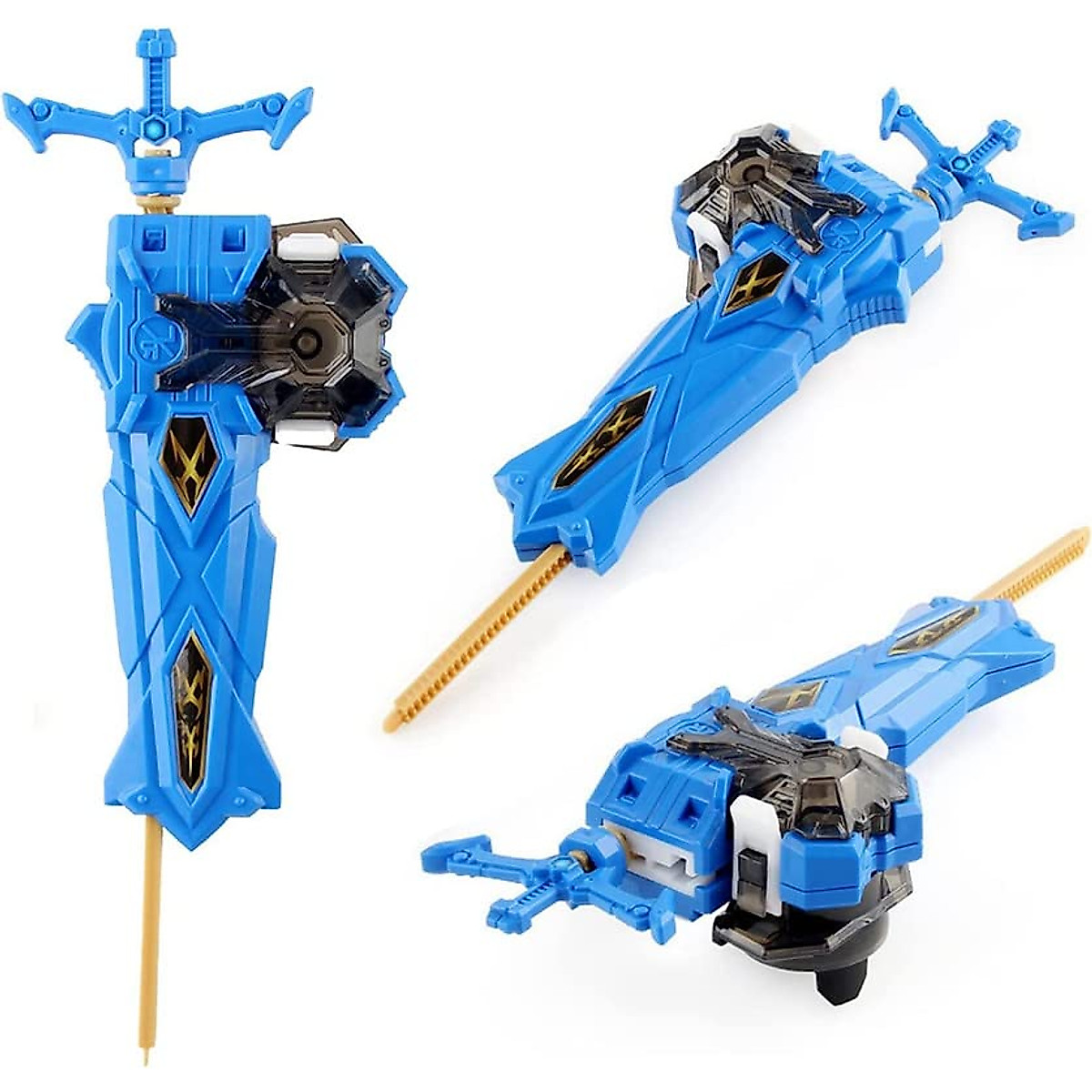 MECHGYRO Metal Fusion Blade Blades Set Bay Burst Sword Launcher LR Gyro B-154 DX Booster Imperial DRAGON.IG Sen Bey Battling Top Toys Left & Right Launcher Grip Bay Blades 8-12 Boys' Gifts Gaming Tops