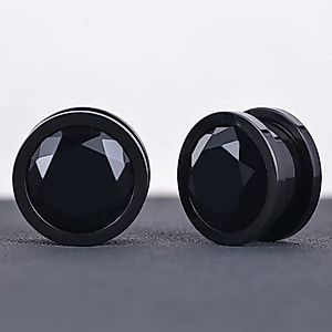 TBOSEN Set of 4 Pairs Color Zircons and 1 Pair Stainless Steel Ear Tunnel Ear Gauges Stretching Screw Fit Tunnels 0g-1 Inch