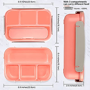 Amathley Lunch Box Kids,Bento Box Adult Lunch Box,Lunch Containers for Adults/Kids/Toddler,1300ML-4 Compartment Bento Lunch Box,Microwave & Dishwasher & Freezer Safe,BPA Free (Pink)
