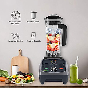 BioloMix Professional Countertop Blender, Blender for Kitchen Max 2200W High Power Home and Commercial Blender with Timer, Smoothie Blender for Crushing Ice, Frozen Fruit, Soup (Standard)