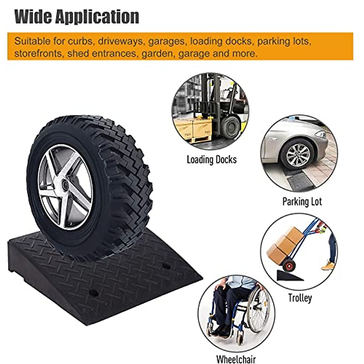 Threshold Ramp, Rubber Ramps for Wheelchairs/Driveway/Scooters, 4/5/6inch Rise Heavy Duty Curb Ramp Threshold Ramps for Garage Garden Parking Lots (Size : 14cm/5.5in)