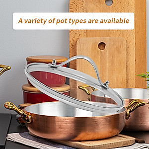 Pastlla 7 Inch Universal Tempered Glass Pot Lid Glass Covers with Stainless Steel Handle for Frying Pan Wok Pot Skillet