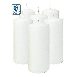HYOOLA White Pillar Candles 3x7 Inch - Unscented Pillar Candles - 6-Pack - European Made