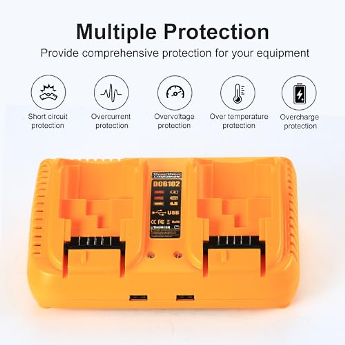 Energup Replacement DCB102BP Charger for DEWALT 20-Volt MAX Jobsite Charging Station DCB102 for Dewalt 20v Charger Compatible for DCB205-2 DCB204-2 Dewalt 20v Lithium Batteries