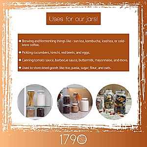 Empty 1 Gallon Glass Jar w/Airtight Leakproof Plastic Lid - Wide Mouth Easy to Clean - BPA Free & Dishwasher Safe - USDA Certified - Kombucha Tea, Kefir, Canning, Sun Tea, Fermentation, Food Storage