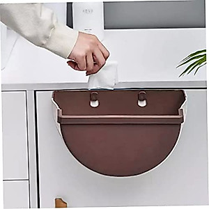 Nicedea Hanging Folding Waste Bin Wall Mounted Collapsible Trash Can Kitchen Cabinet Garbage Can,Hanging Trash Can, Coffee (Adjustable)