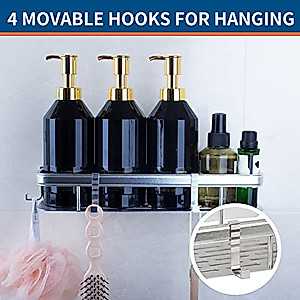 Shower Caddy Shower Shelves2 Pack Adhesive Shower Organizer No Drilling Large Capacity Traceless Space Aluminum Adhesive Shower Bathroom Organizer Rectangle Shower Shelf for Inside Shower(Snow Silver)