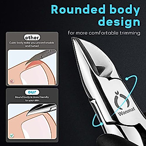 Wanmat Toe Nail Clipper for Thick Toenails,Upgraded Toenails Trimmer and Professional Podiatrist Toenail Nipper for Seniors with Surgical Stainless Steel Sharp Blades Soft Grip Handle(4PCS)